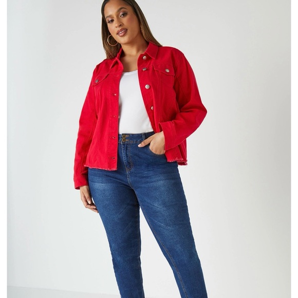 Glamorous curve | Jackets & Coats | Glamorous Curve Denim Red Cotton ...